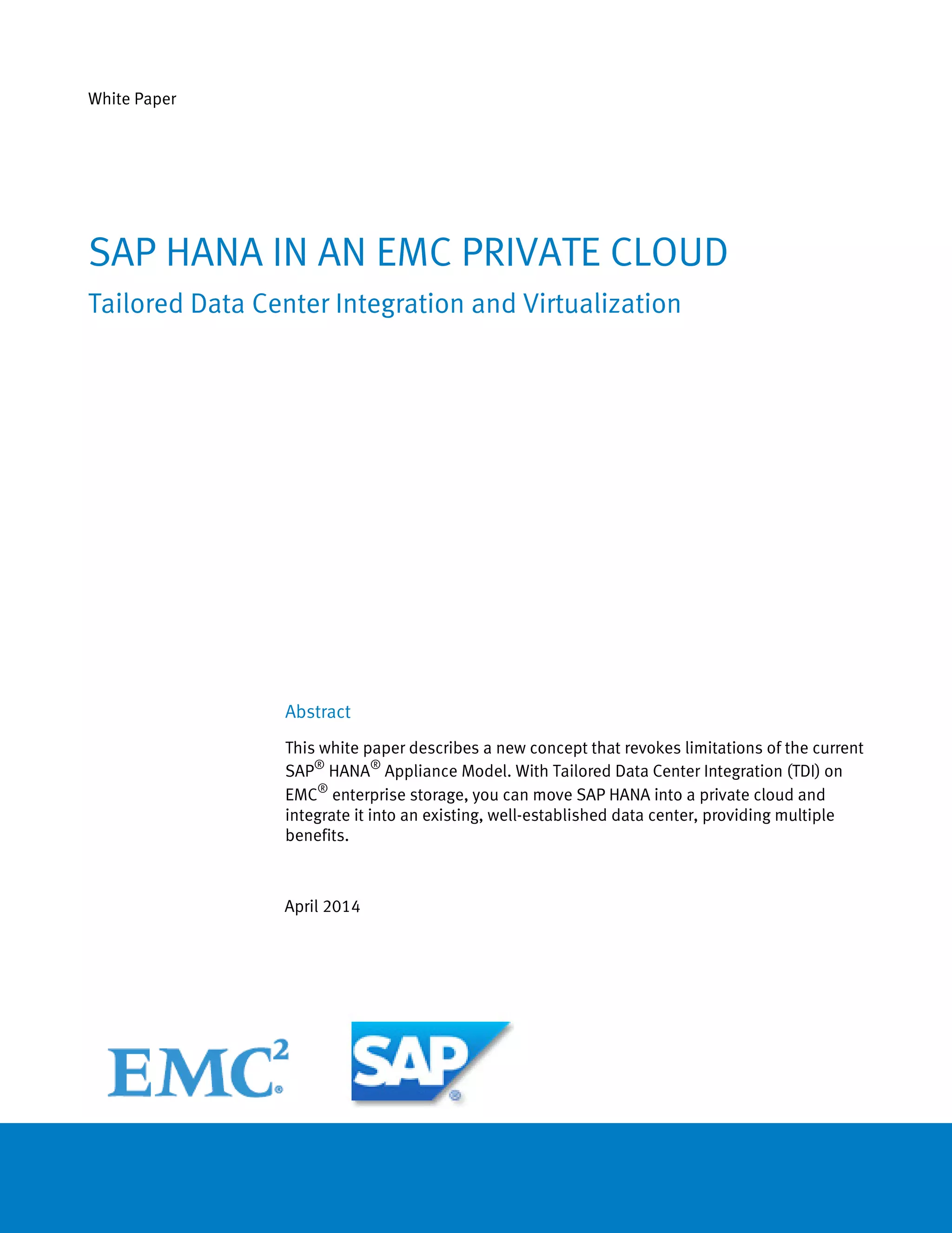 SAP HANA in an EMC Private Cloud | PDF | Data Storage and Warehousing ...