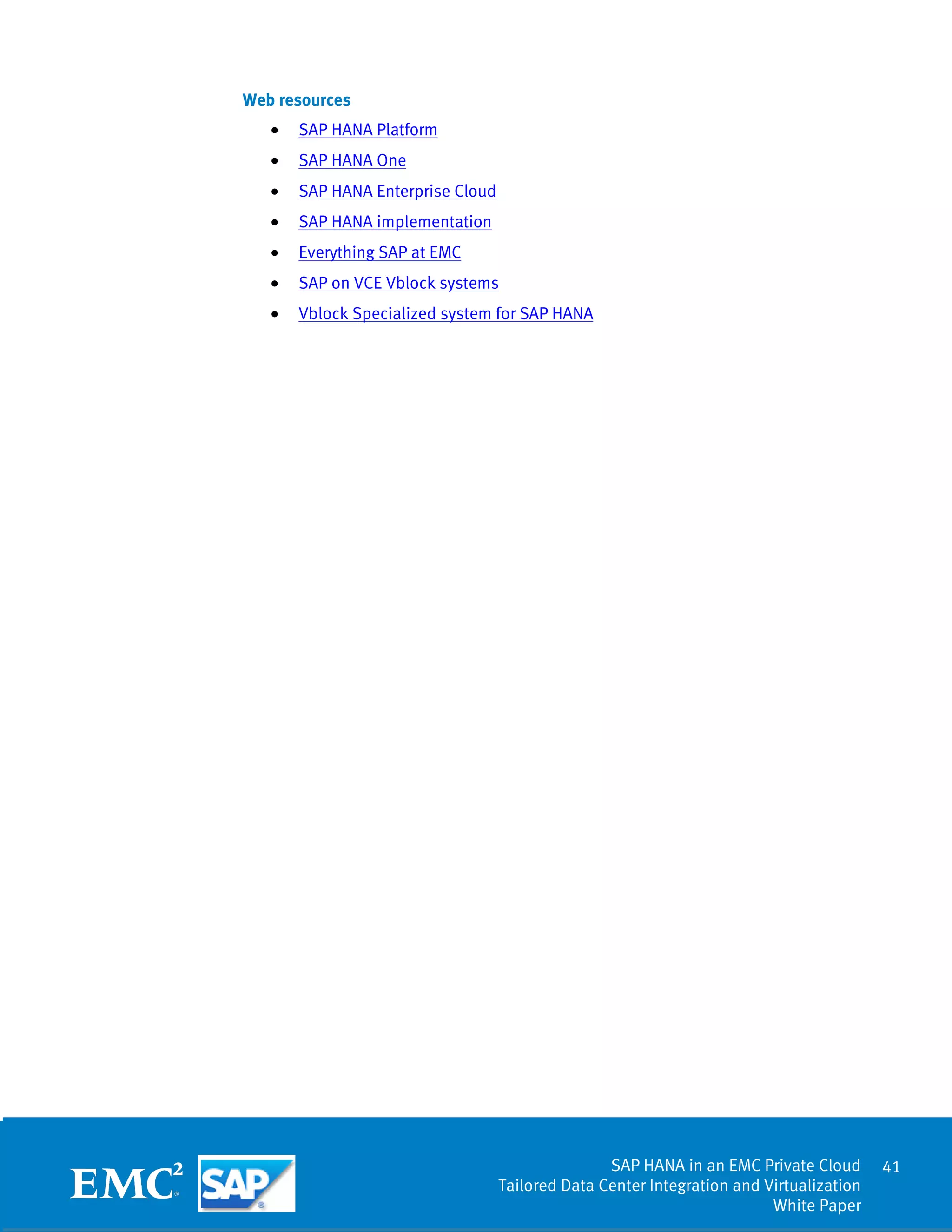 SAP HANA in an EMC Private Cloud | PDF | Data Storage and Warehousing | Computing