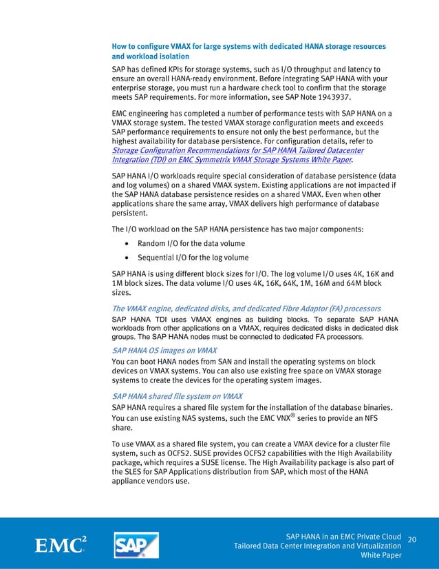 SAP HANA in an EMC Private Cloud | PDF | Data Storage and Warehousing | Computing