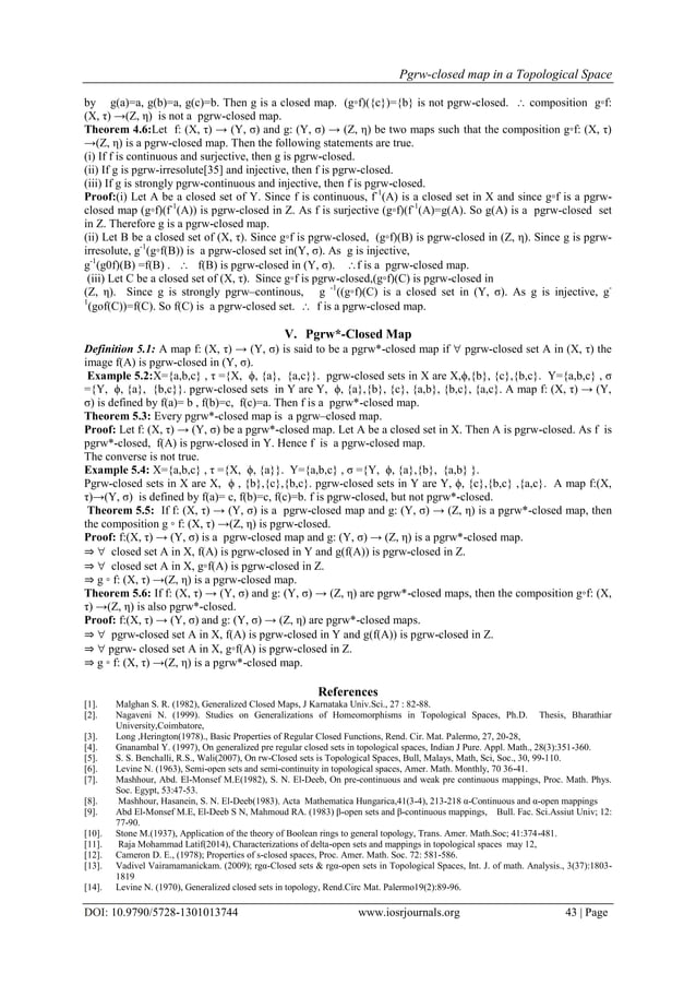 Pgrw-closed map in a Topological Space | PDF