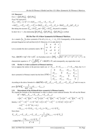 On the K-Fibonacci Hankel and the 4 X 4 Skew Symmetric KFibonacci Matrices. | PDF | Physics ...