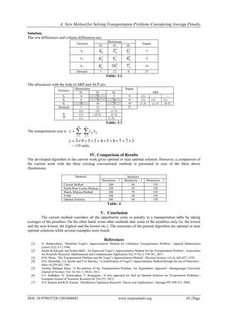 A New Method for Solving Transportation Problems Considering Average Penalty | PDF