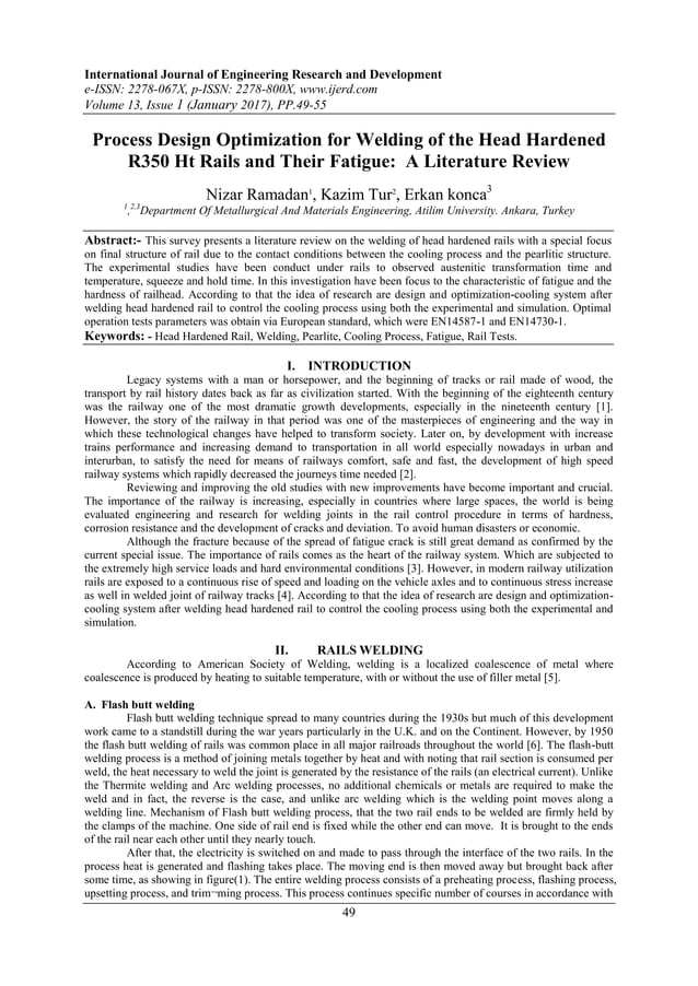 Process Design Optimization for Welding of the Head Hardened R350 Ht Rails and Their Fatigue: A ...
