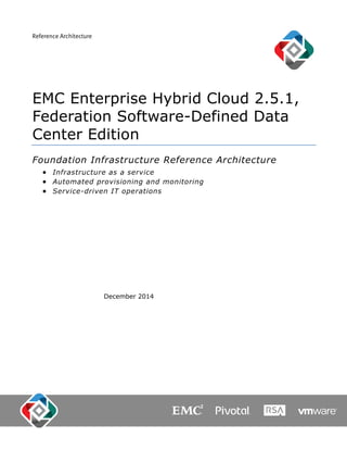 EMC Enterprise Hybrid Cloud 2.5.1, Federation SDDC Edition: Foundation Infrastructure Ref Arch ...
