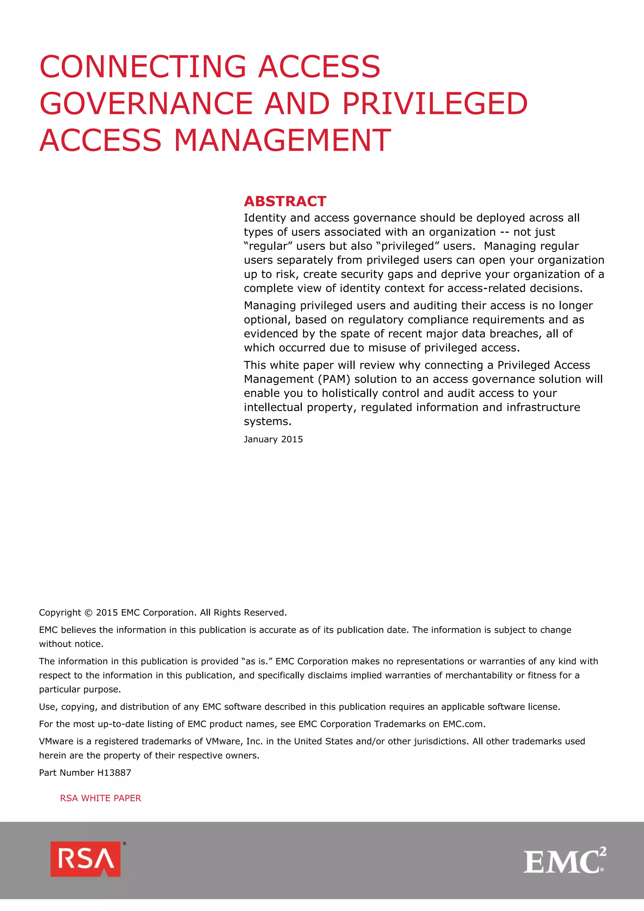 Connecting Access Governance and Privileged Access Management | PDF