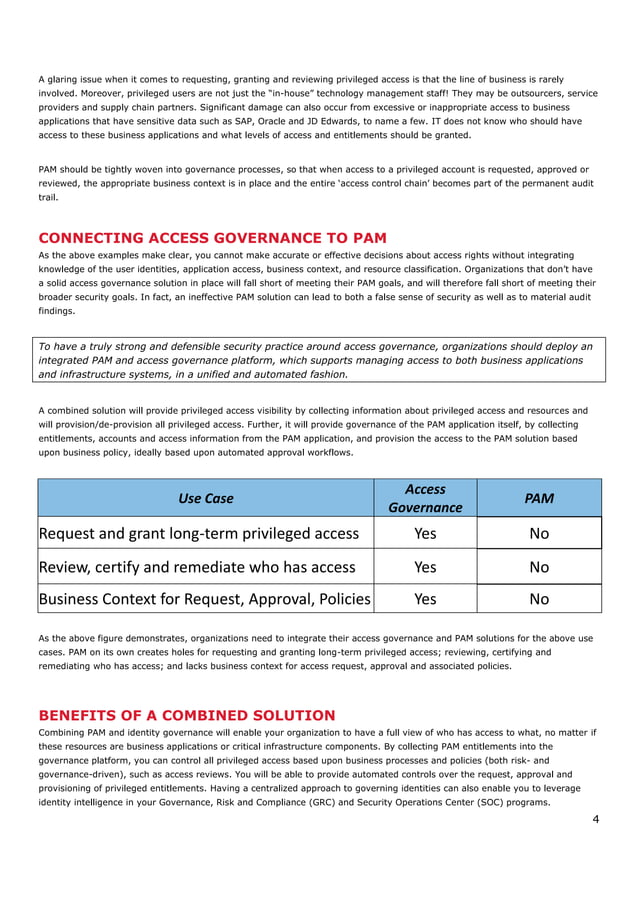 Connecting Access Governance and Privileged Access Management | PDF