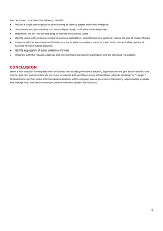 Connecting Access Governance and Privileged Access Management | PDF