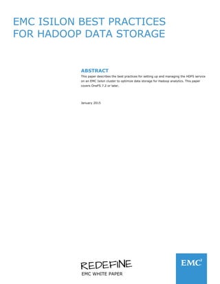 EMC Isilon Best Practices for Hadoop Data Storage | PDF