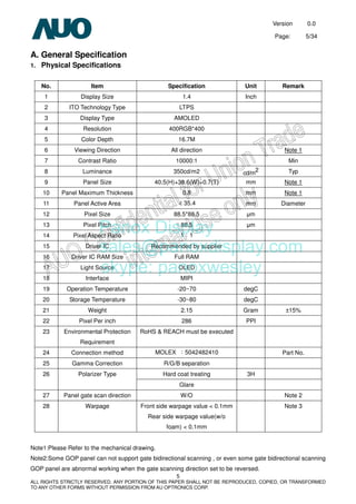 1.39 inch Round Amoled(400x400) Datasheet | PDF