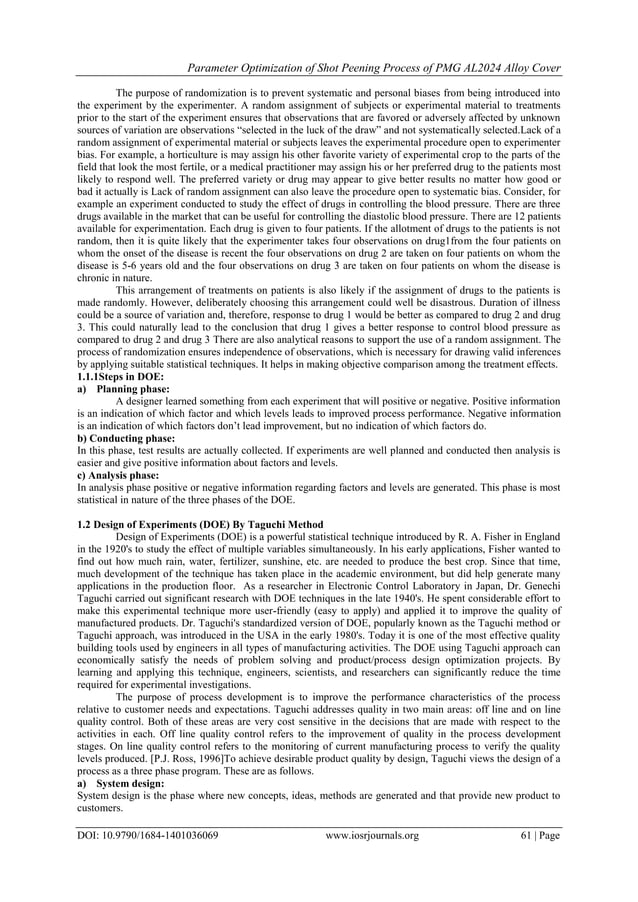 Parameter Optimization of Shot Peening Process of PMG AL2024 Alloy Cover | PDF