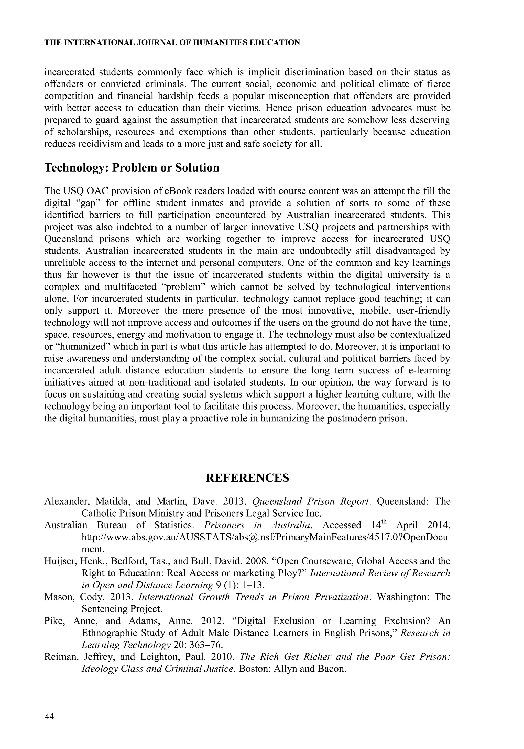 e-Learning Incarcerated: Prison Education and Digital Inclusion | PDF