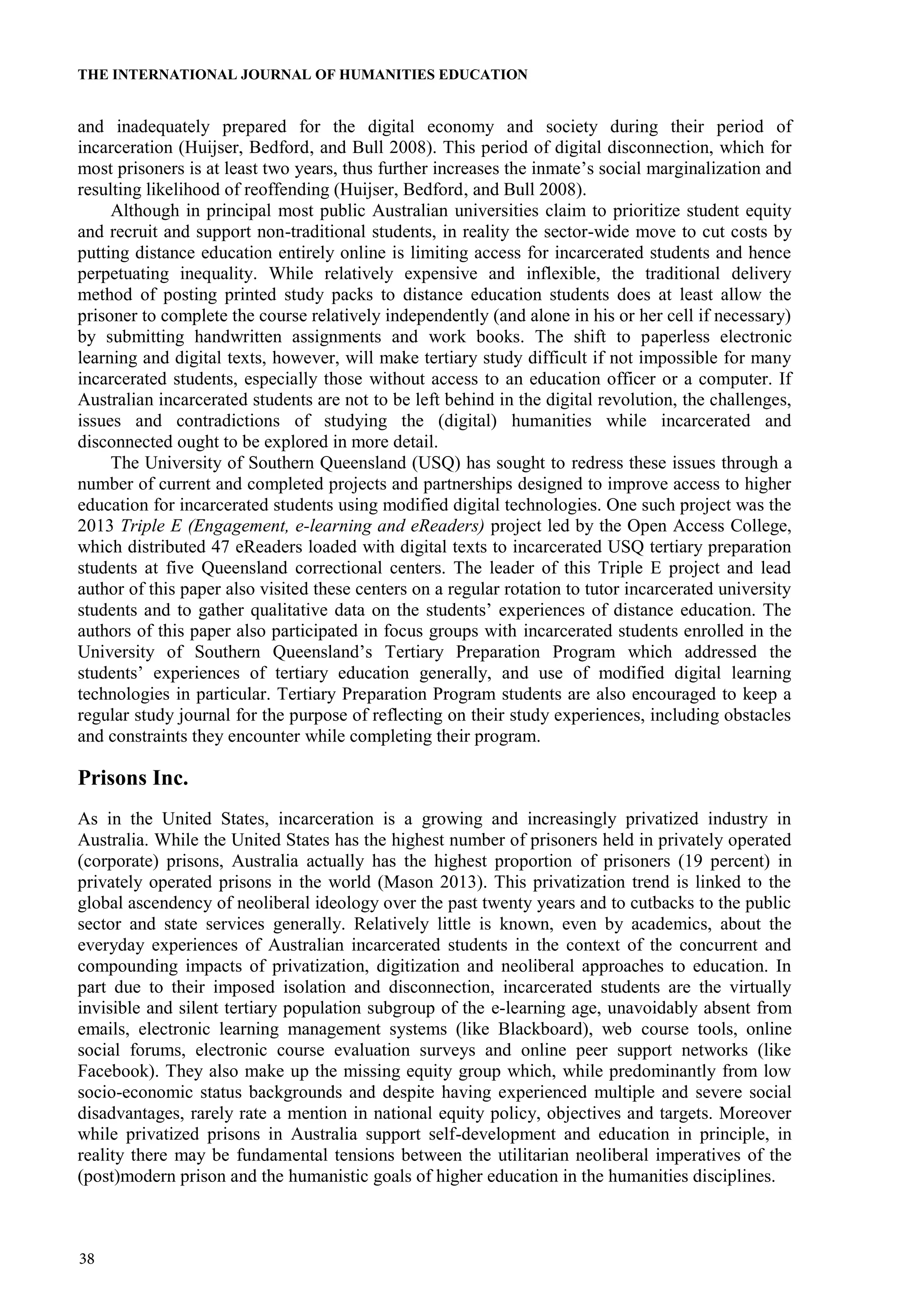 e-Learning Incarcerated: Prison Education and Digital Inclusion | PDF