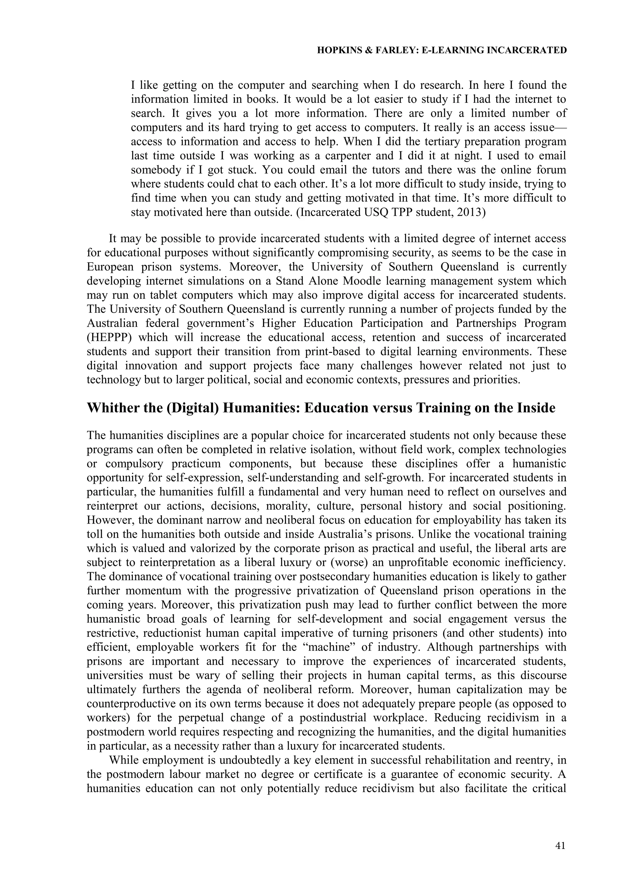 e-Learning Incarcerated: Prison Education and Digital Inclusion | PDF