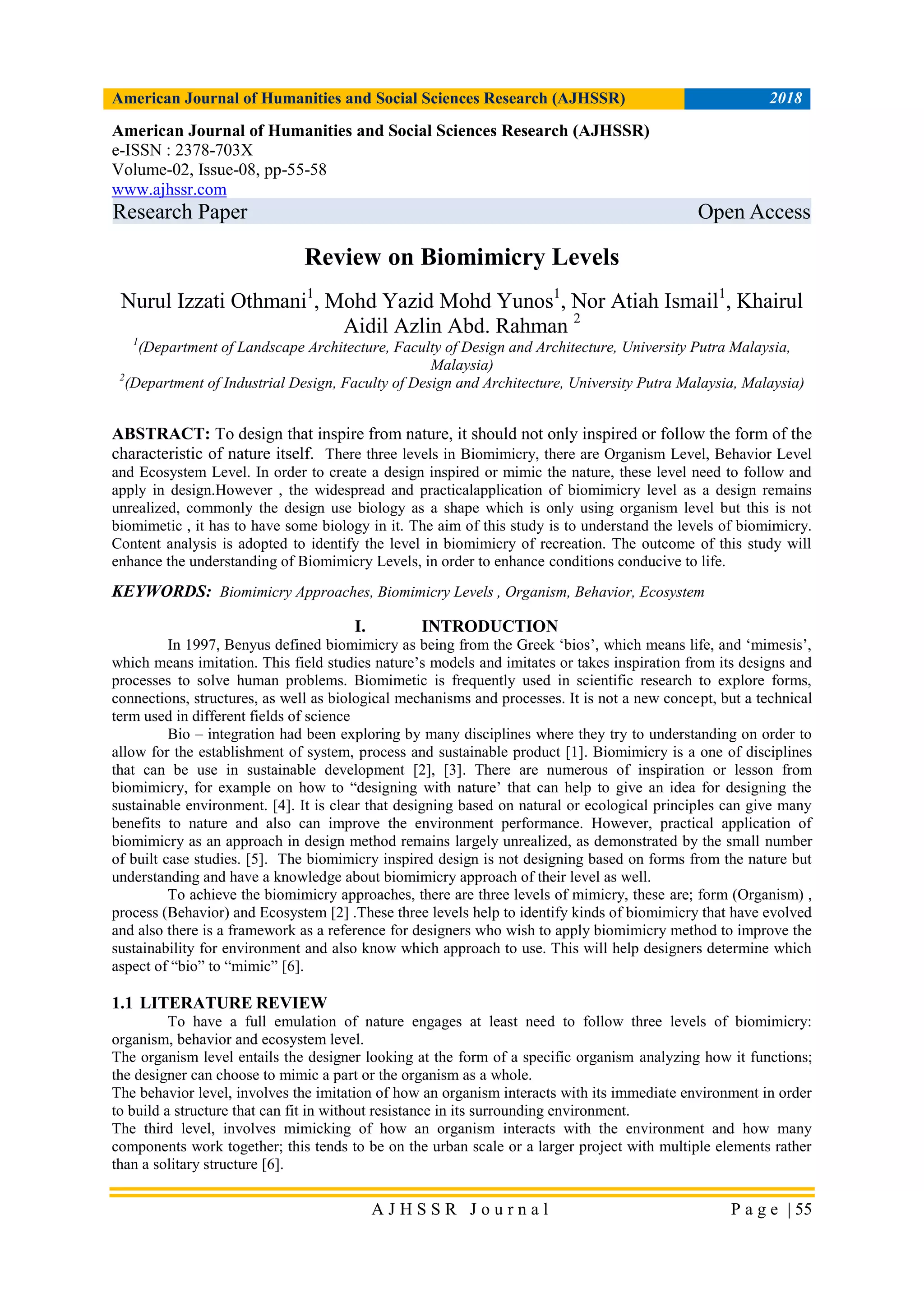 Review on Biomimicry Levels | PDF