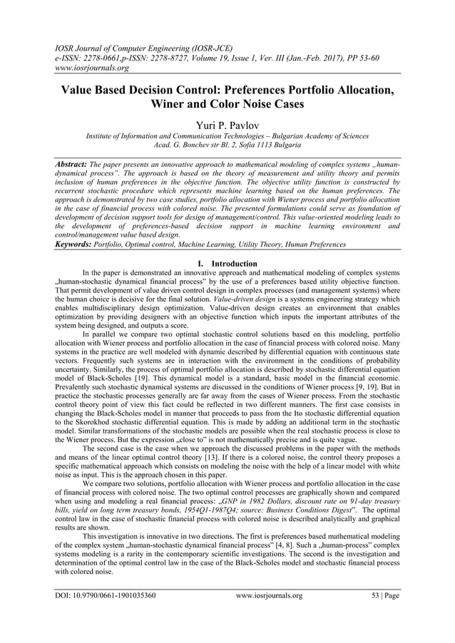 Value Based Decision Control: Preferences Portfolio Allocation, Winer ...