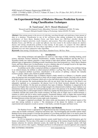 An Experimental Study of Diabetes Disease Prediction System Using ...