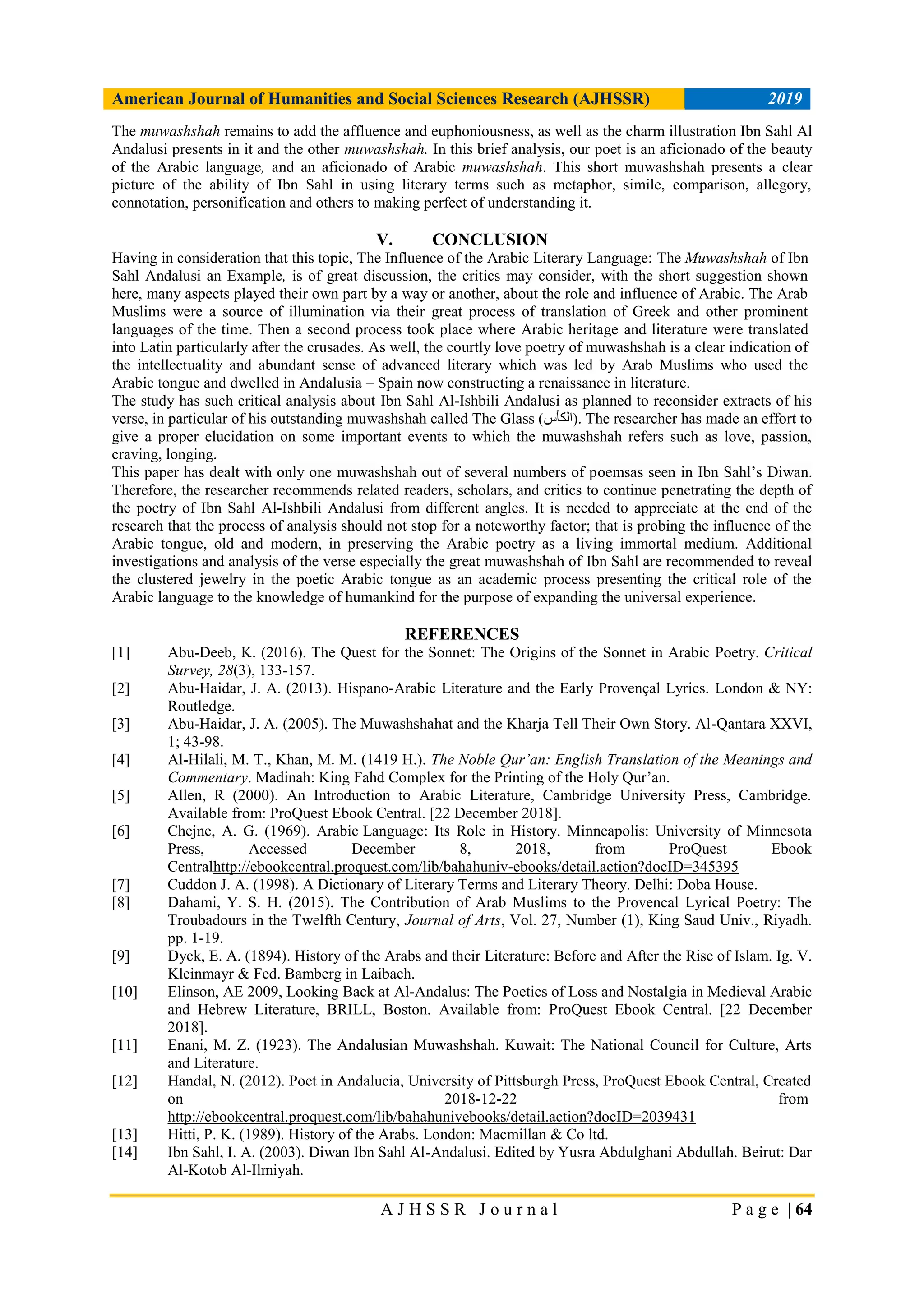 The Influence of the Arabic Language: The Muwashshah of Ibn Sahl Al ...