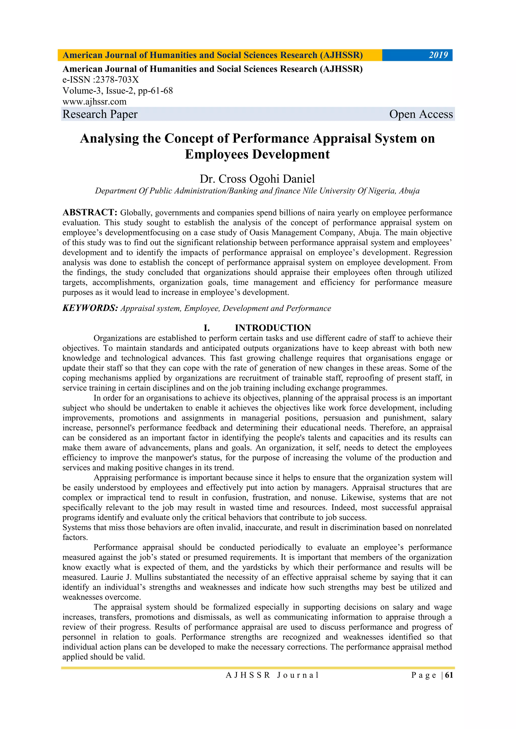 Analysing the Concept of Performance Appraisal System on Employees ...