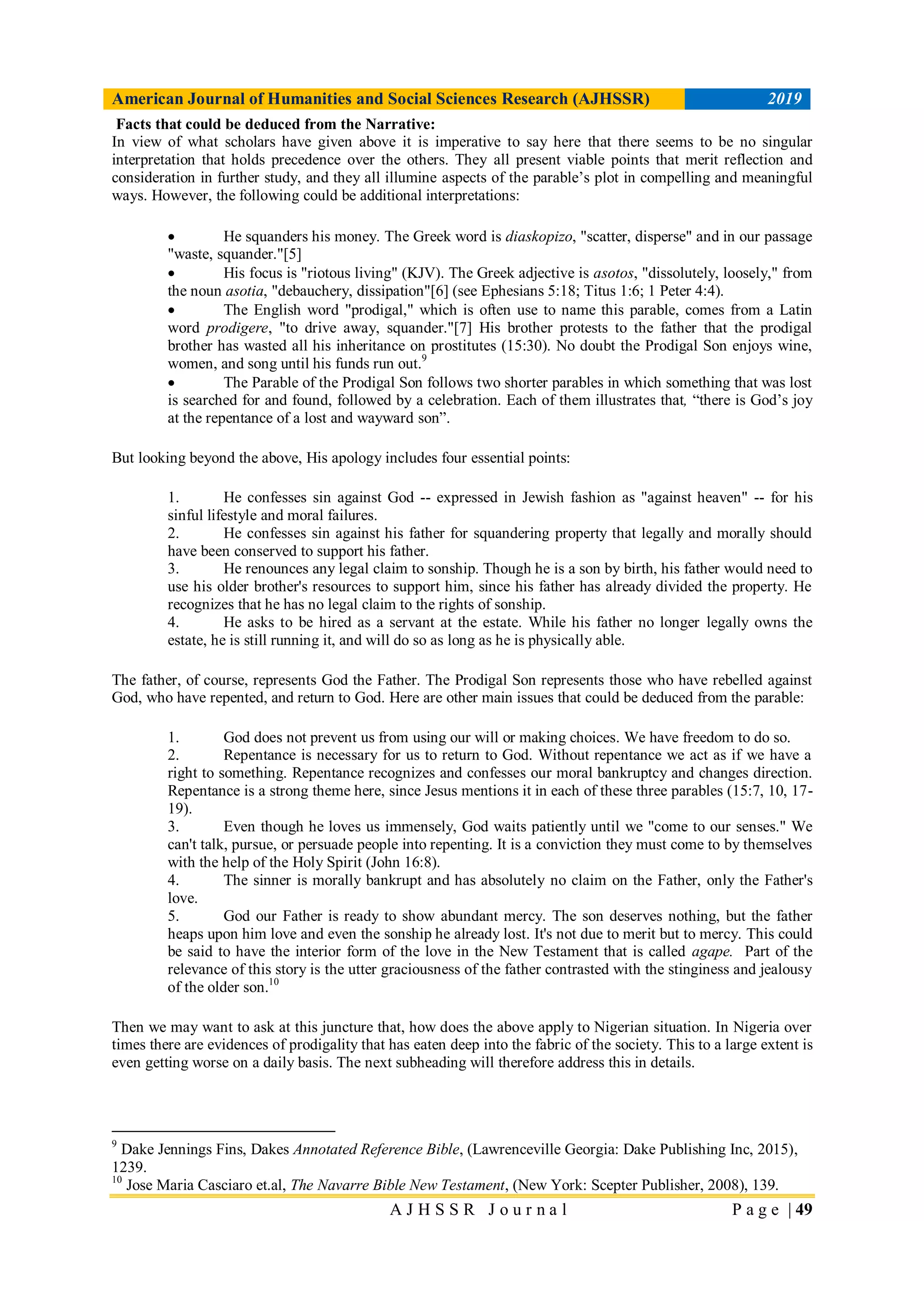 Profligacy in Nigerian Governance and Possible Lessons from Luke 15: 11 ...