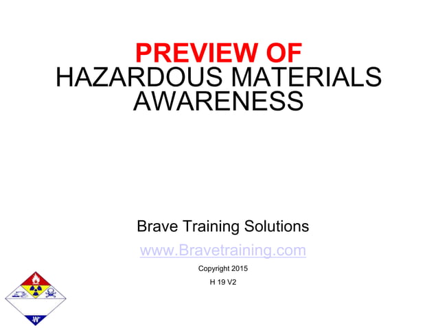 FIRST RESPONDER HAZMAT AWARENESS POWERPOINT TRAINING PRESENTATION | PPT