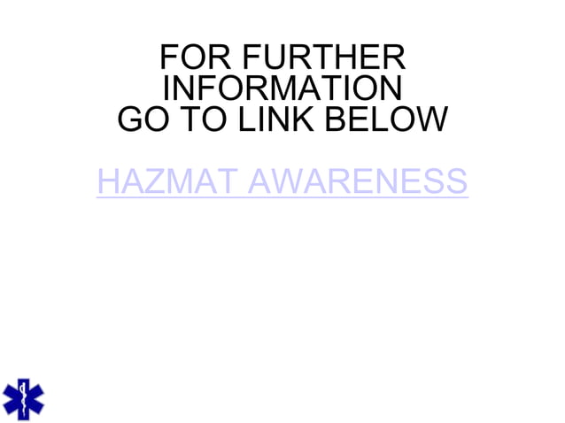 FIRST RESPONDER HAZMAT AWARENESS POWERPOINT TRAINING PRESENTATION | PPT