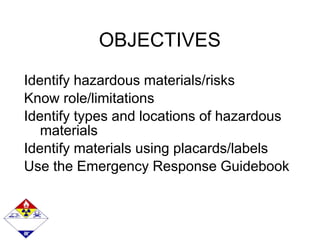 PREVIEWOF HAZMAT FIRSTRESRESPONDER AWARENESS POWERPOINT TRAINING ...