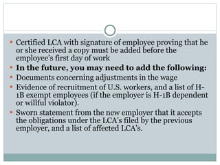 H 1 B LCA Compliance | PPT | Legal Services Industry | Industries
