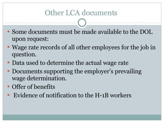 H 1 B LCA Compliance | PPT | Legal Services Industry | Industries