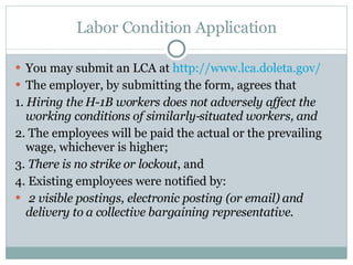 H 1 B LCA Compliance | PPT | Legal Services Industry | Industries