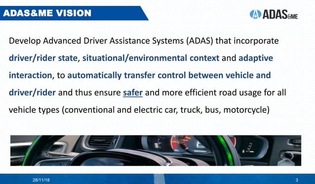 ADAS&ME Presentation - H2020 ERTRAC | PPTX | Motorcycles | Automotive