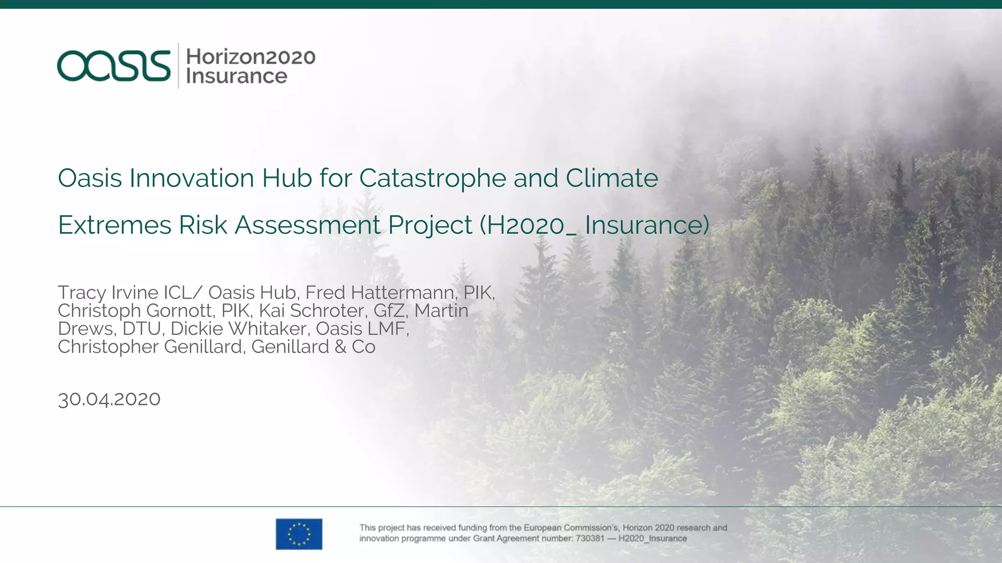 Oasis Innovation Hub for Catastrophe and Climate Extremes Risk ...