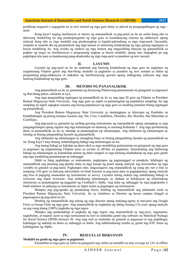 MGA HAMON SA PAGTUTURO NG MGA GURO SA ASIGNATURANG FILIPINO SA PANAHON NG NEW NORMAL SA STATE ...