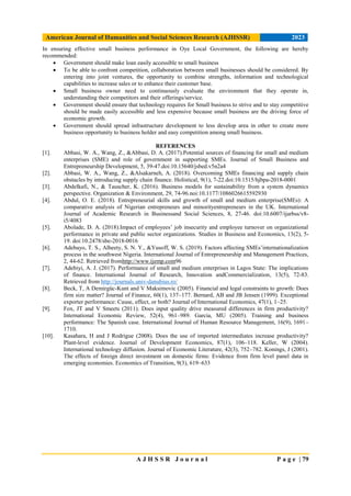 DETERMINANTS OF SMALL BUSINESS PERFORMANCE IN OYE LOCAL GOVERNMENT, EKITI STATE, NIGERIA | PDF ...