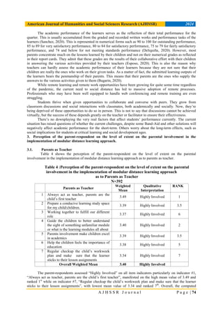 Parental Involvement in The Implementation of Modular Distance Learning ...