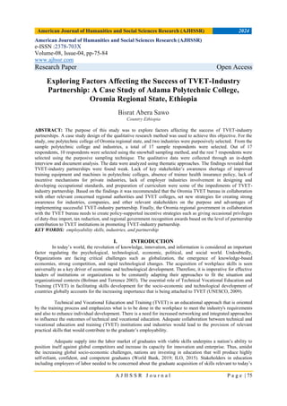 Exploring Factors Affecting the Success of TVET-Industry Partnership: A ...