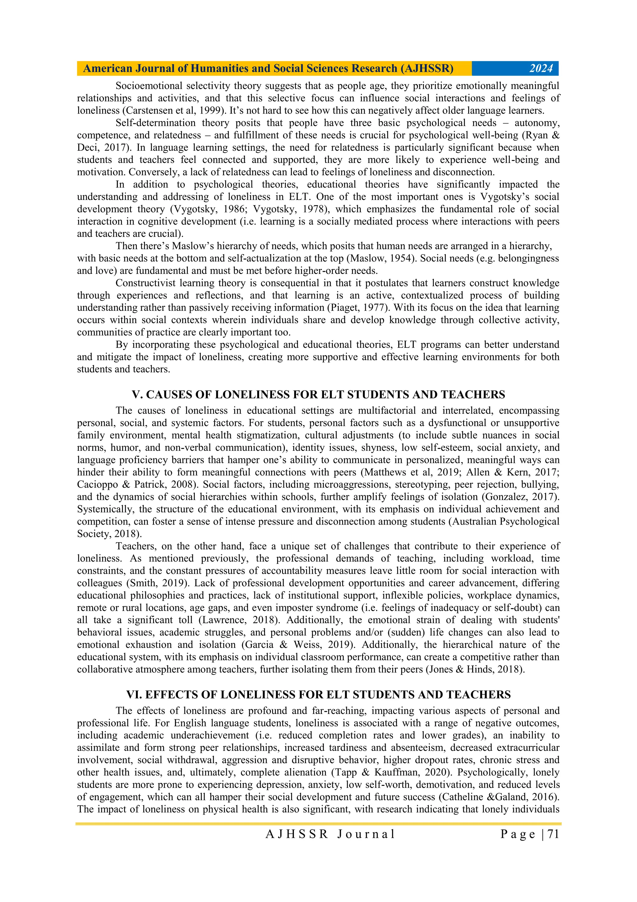 The Impacts of Loneliness on Students and Teachers in English Language ...