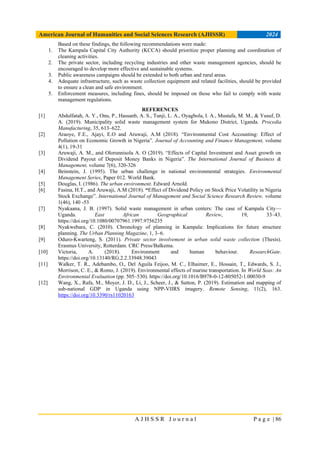 WASTE MANAGEMENT AND ENVIRONMENTAL SUSTAINABILITY IN KAMPALA, UGANDA | PDF