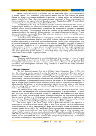 The Lived Experiences of victims of Pyramiding schemes | PDF