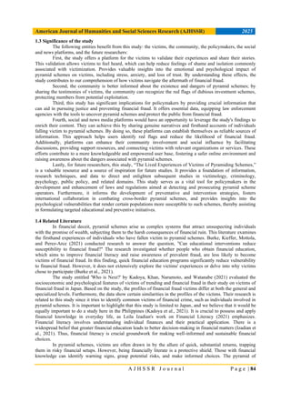 The Lived Experiences of victims of Pyramiding schemes | PDF