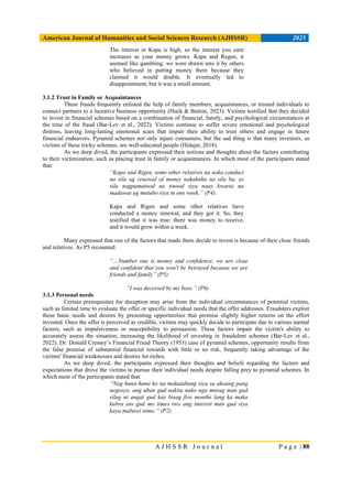 The Lived Experiences of victims of Pyramiding schemes | PDF