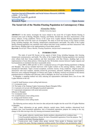 The Social Life of the Muslim Floating Population in Contemporary China ...