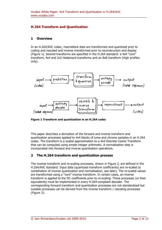 The H.264 Integer Transform | PDF