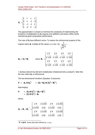 The H.264 Integer Transform | PDF
