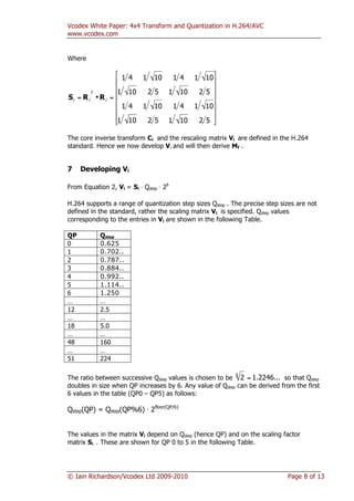 The H.264 Integer Transform | PDF