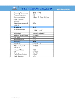 H280 specification-www.ttbvs.com