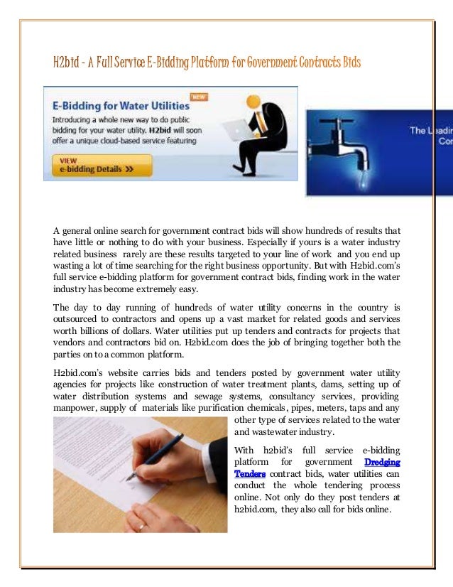 H2bid is a full service e bidding platform for government contracts bids