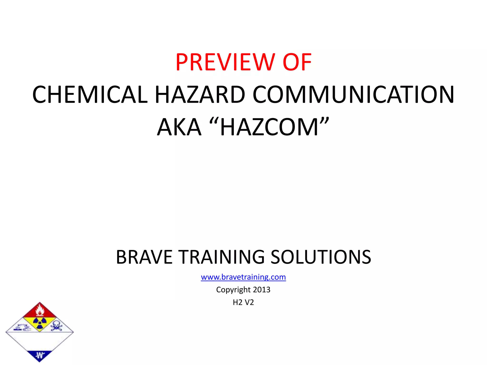 HAZCON/RIGHT TO KNOW POWERPOINT TRAINING PRESENTATION | PPTX