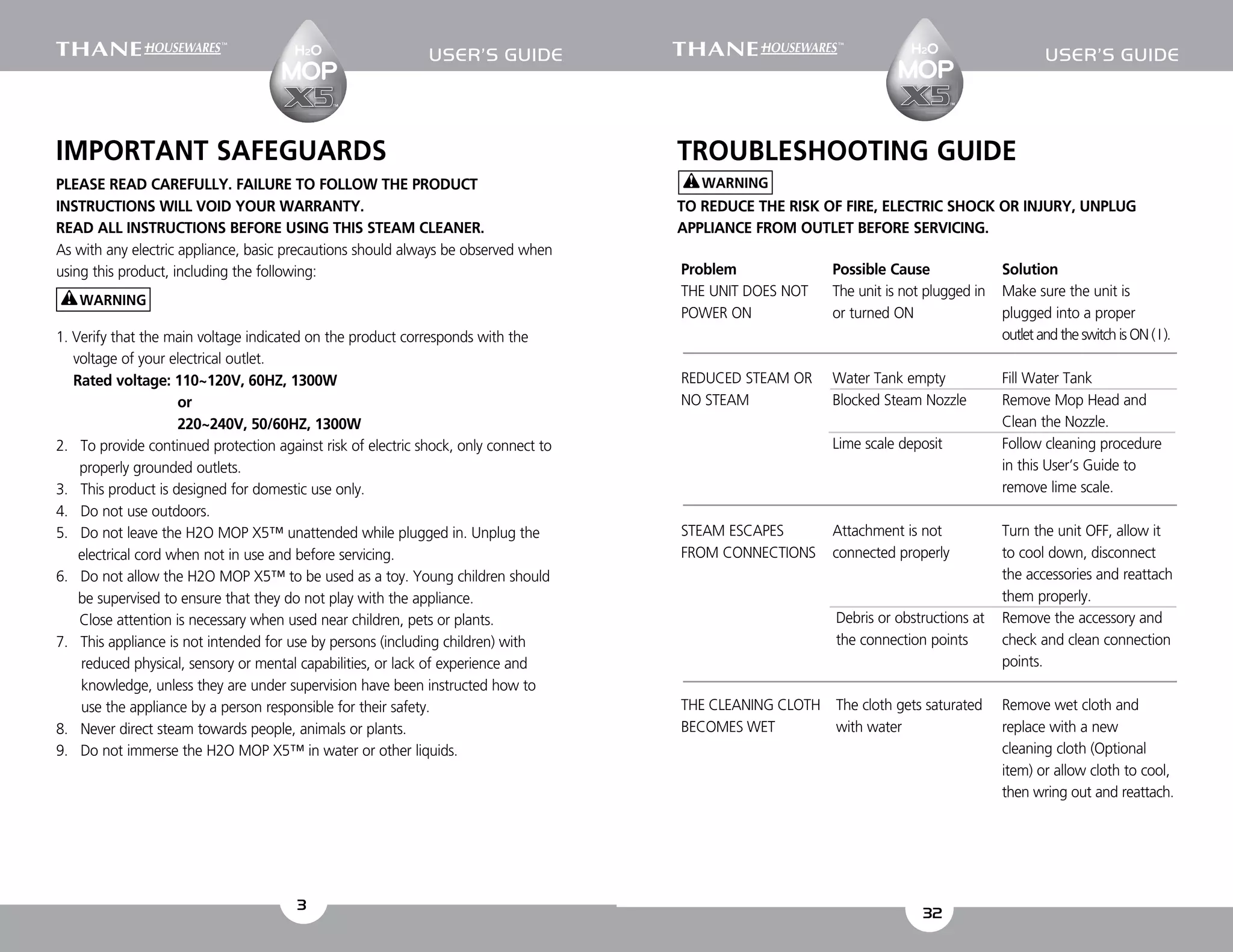 H2O Mop X5 User Guide / English | PDF