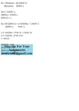 H2SO4 (aq) ---- H+ (aq) + HSO4-(aq) HSO4- (aq) ---- H+ (aq) + S.pdf