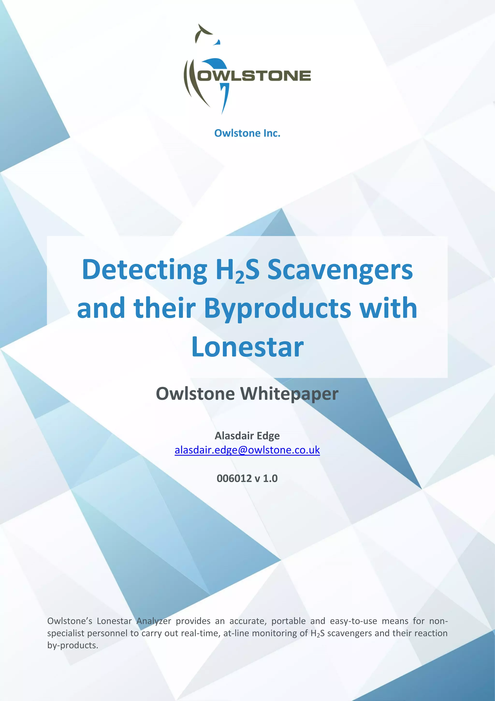 H2 s scavengers whitepaper | PDF